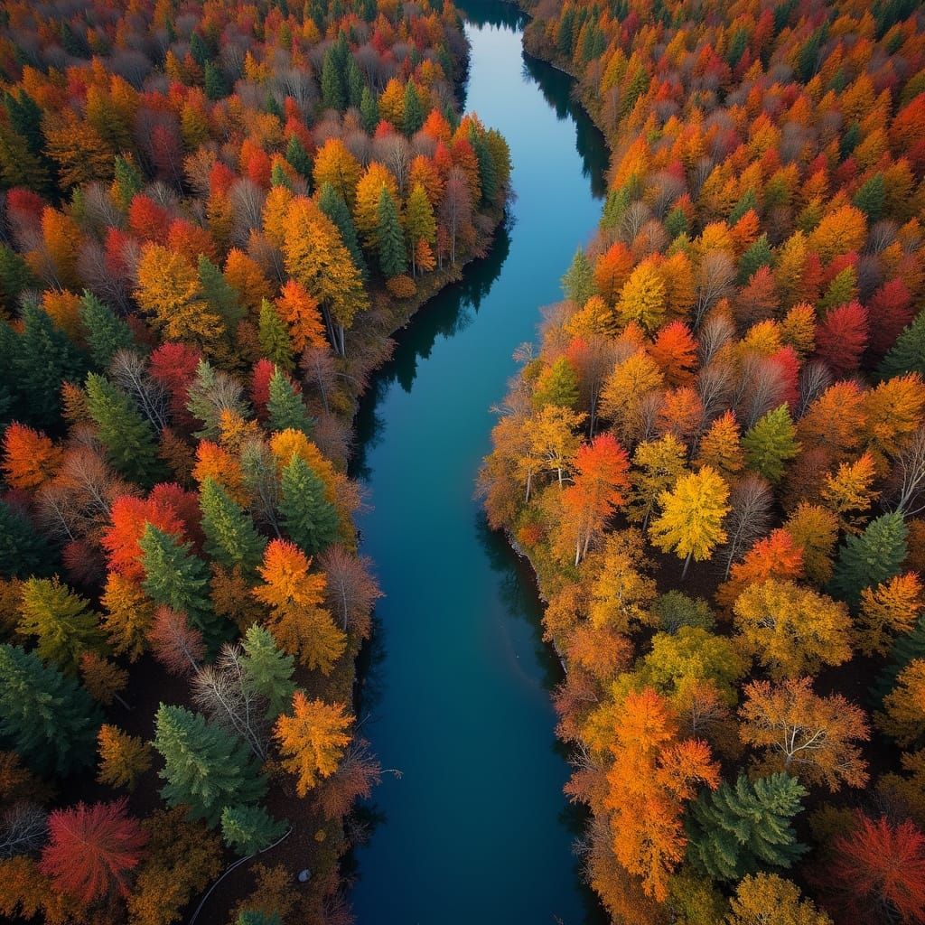 Autumn Flow - The River's Embrace - Autumn Flow - The River'...