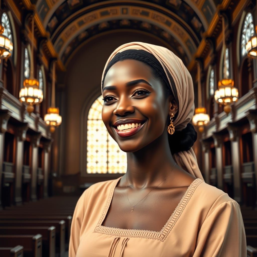 A Dark-Skinned Woman in Traditional Jewish Attire,... - AI Art