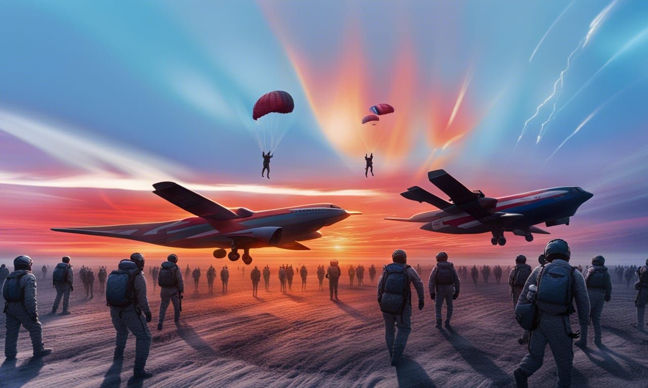 a skydiving contest in which the colors of the flags of the best-known ...