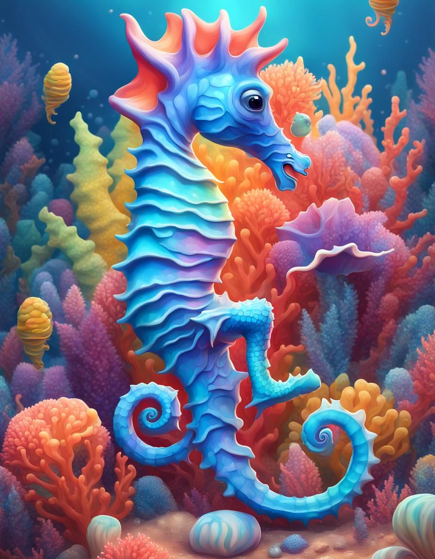 Funny seahorse - AI Generated Artwork - NightCafe Creator