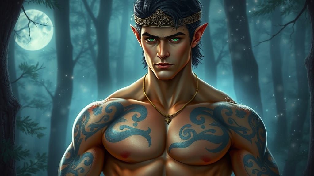 Ethereal Night Elf Warrior in Rugged, Mystical Lan... - AI Art