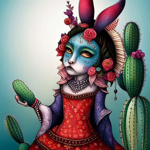 cactus rabbit geisha - AI Generated Artwork - NightCafe Creator
