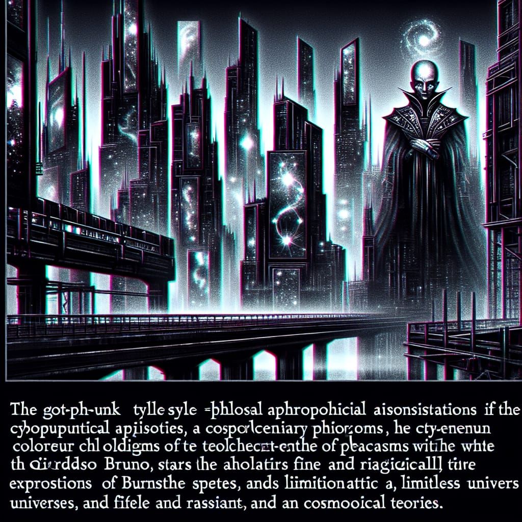 Goth-punk cityscape with apparitions and phantasms from Giordano Bruno ...