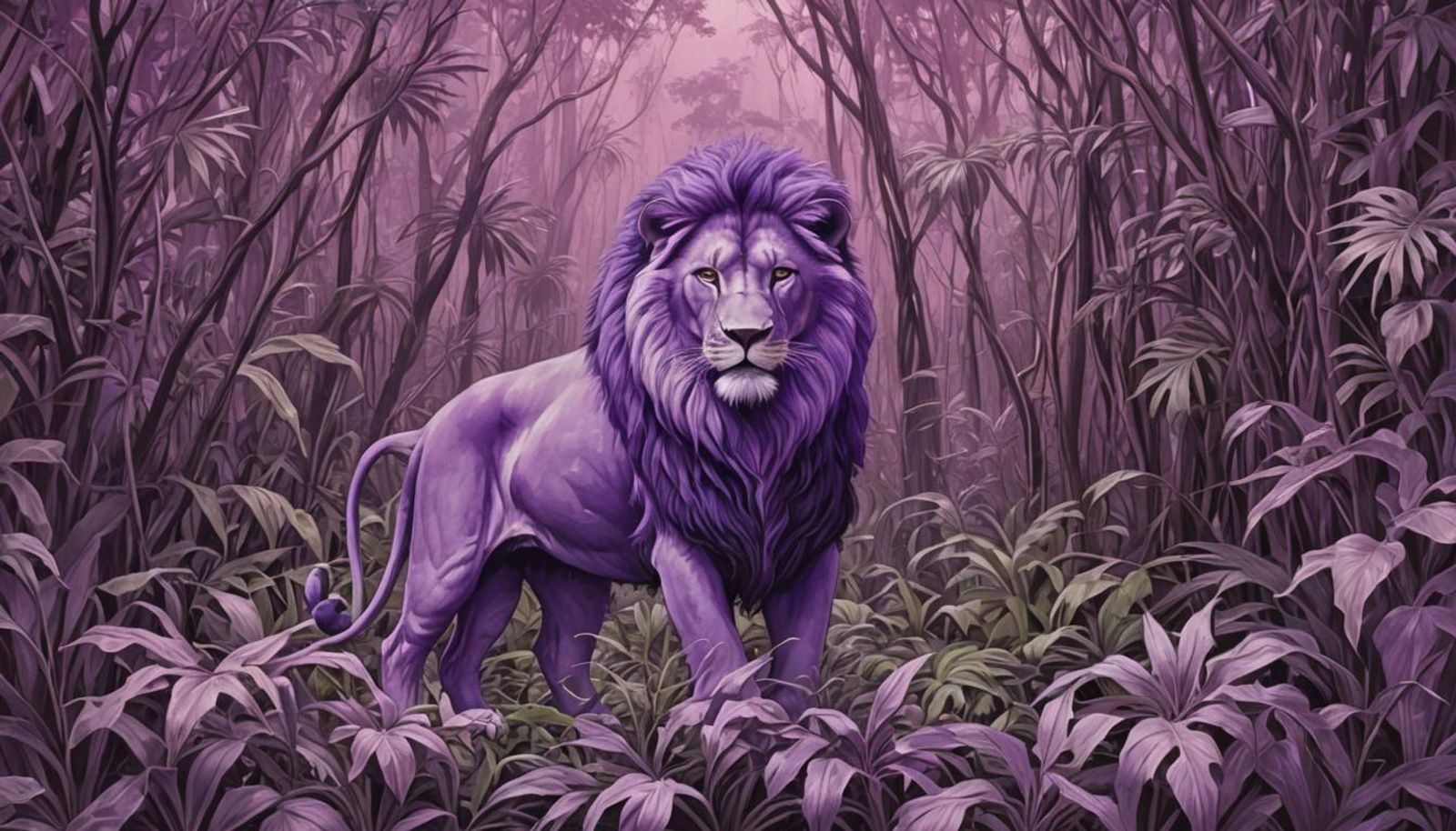 A Purple Lion In A Purple Jungle - AI Generated Artwork - NightCafe Creator