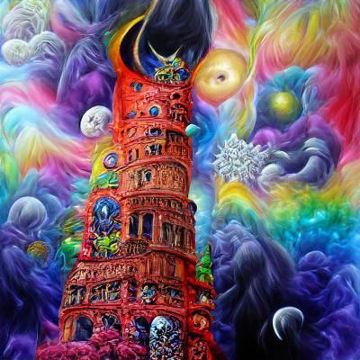 The tower of cosmic nihilism beautiful colourful detailed painting - AI ...