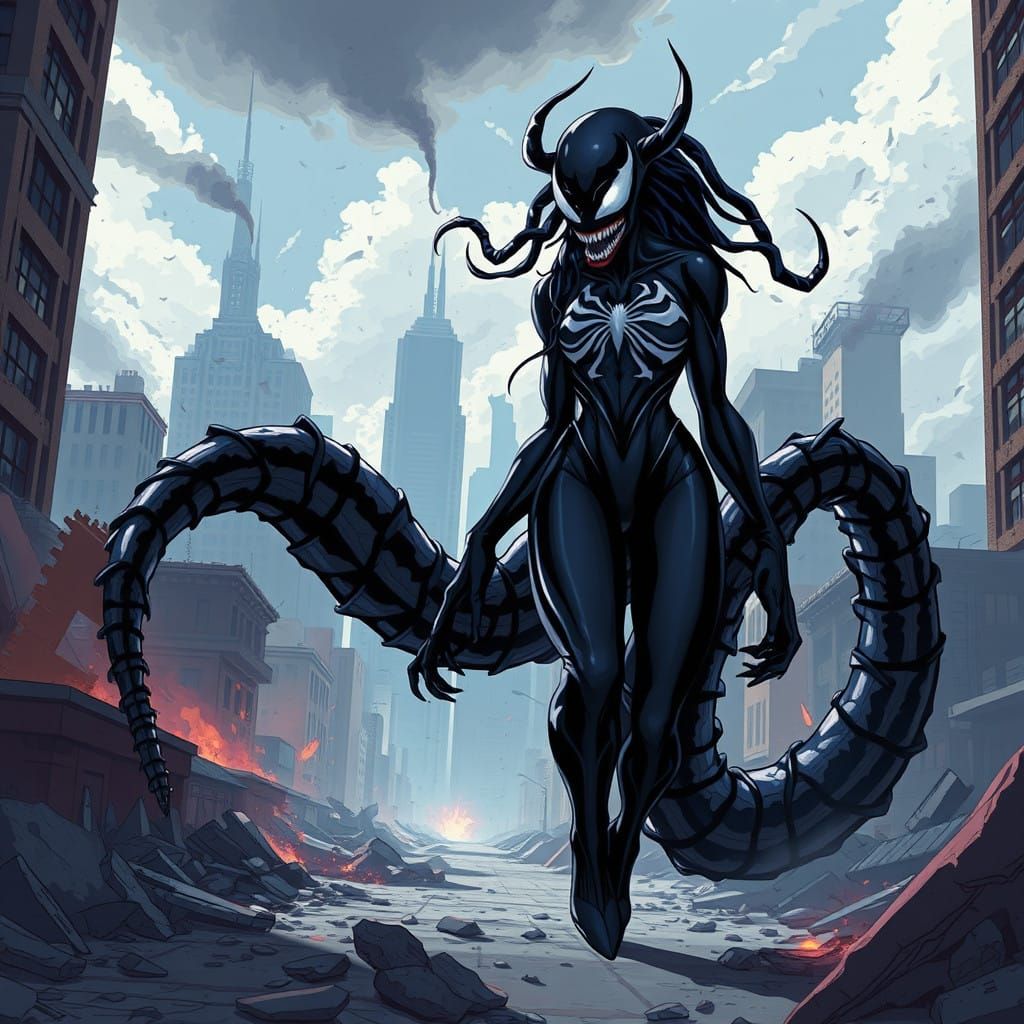 Giant Female Venom Symbiote in Anime Cinematic Sty... - AI Art