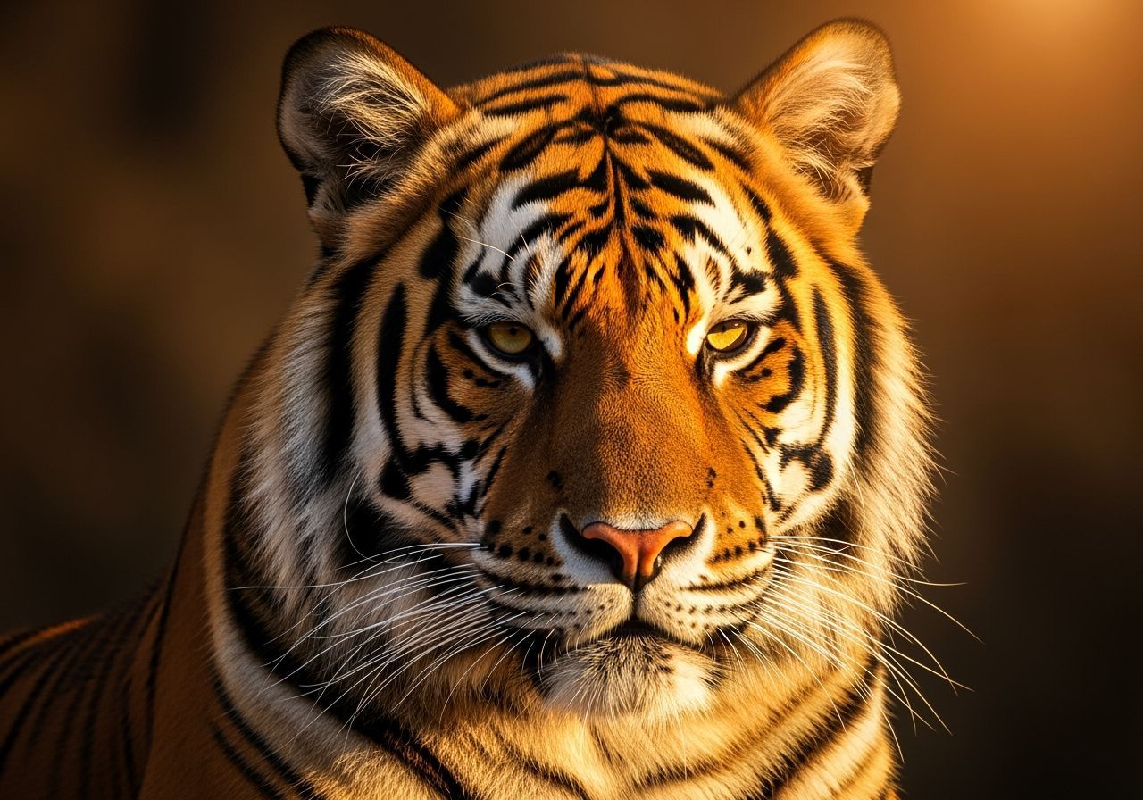 Hyper-Realistic Tiger Portrait in Sunlight - AI Art