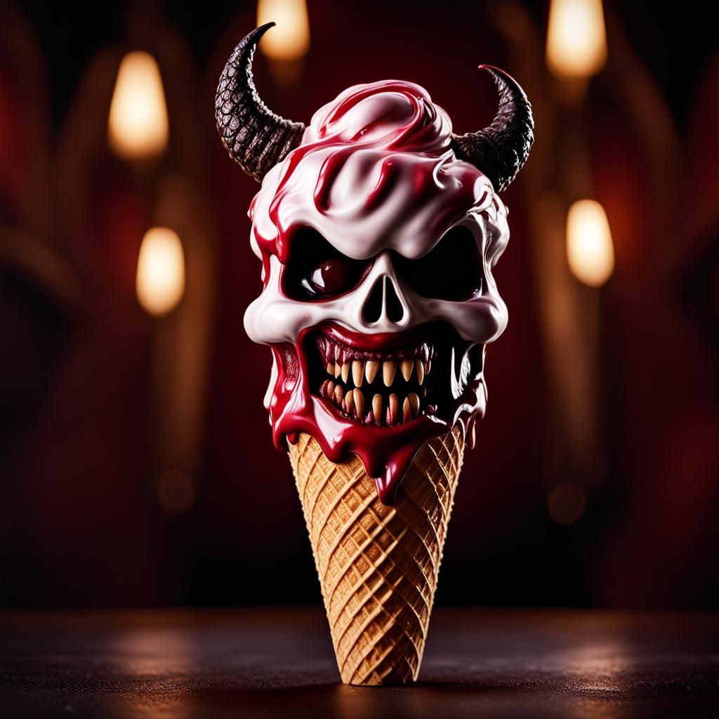 IceScream Cone, devious Scoop of Hyperealistic ice-cream with a demonic ...