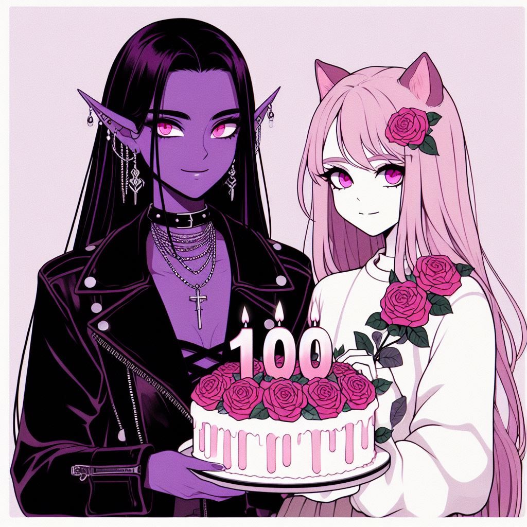 my 100th day streak cake and Catroline - AI Generated Artwork ...