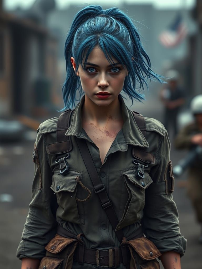 War-weary Soldier Walks Towards the Camera - AI Art