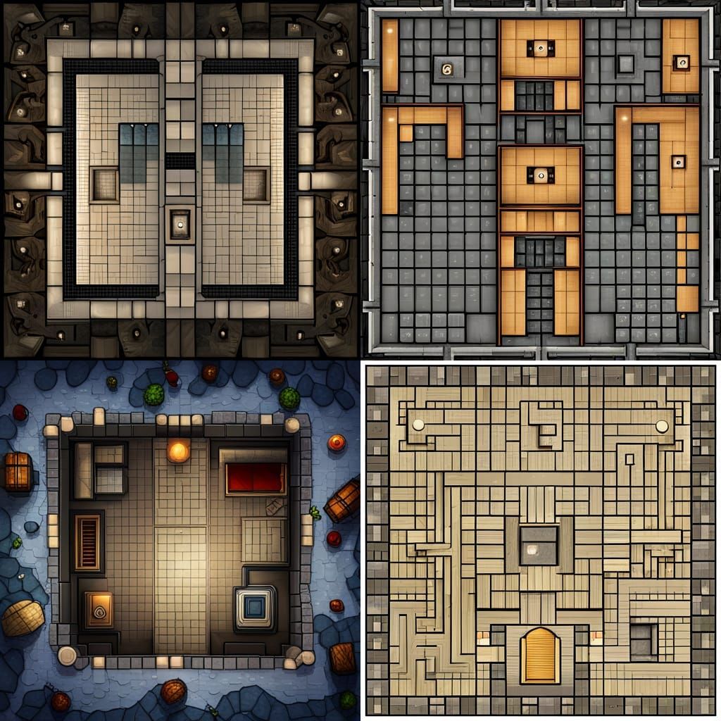 underground dungeon map with grid, in the style of TSR dungeons and ...