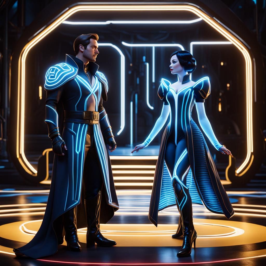 Disney's Snow White and Prince Charming dressed in TRON inspired ...