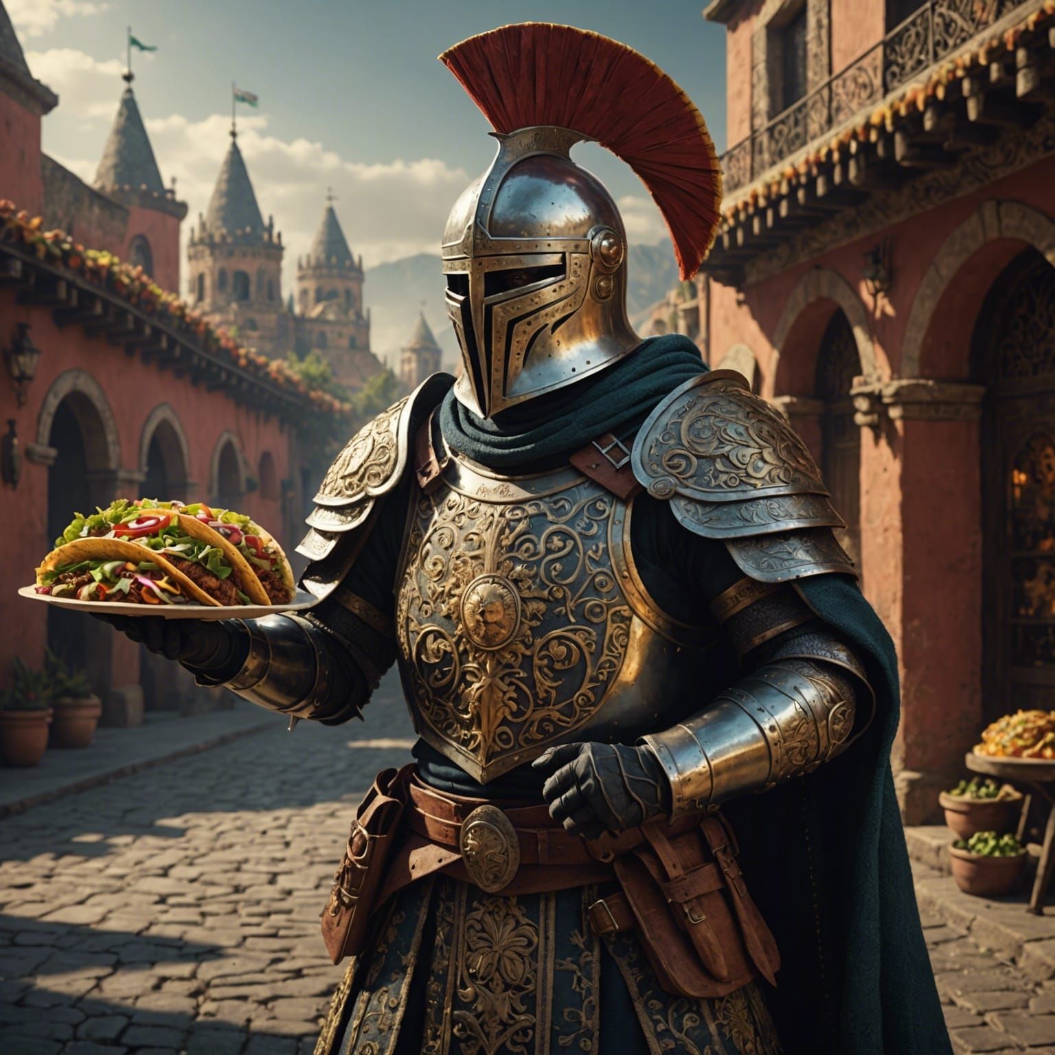 Knight of Mexico with Tacos - AI Generated Artwork - NightCafe Creator