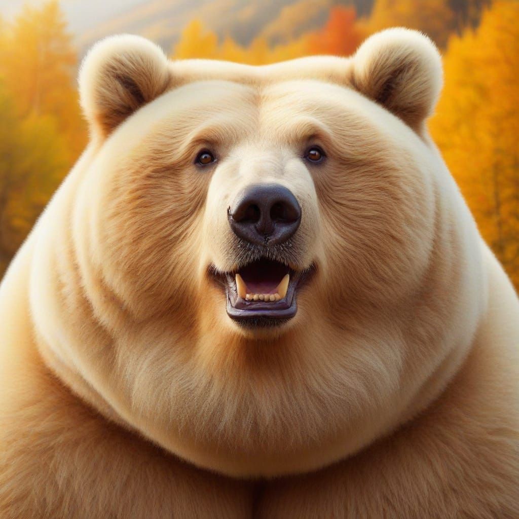 Surreal Wildlife Portrait of a Happy Blond Kodiak ... - AI Art