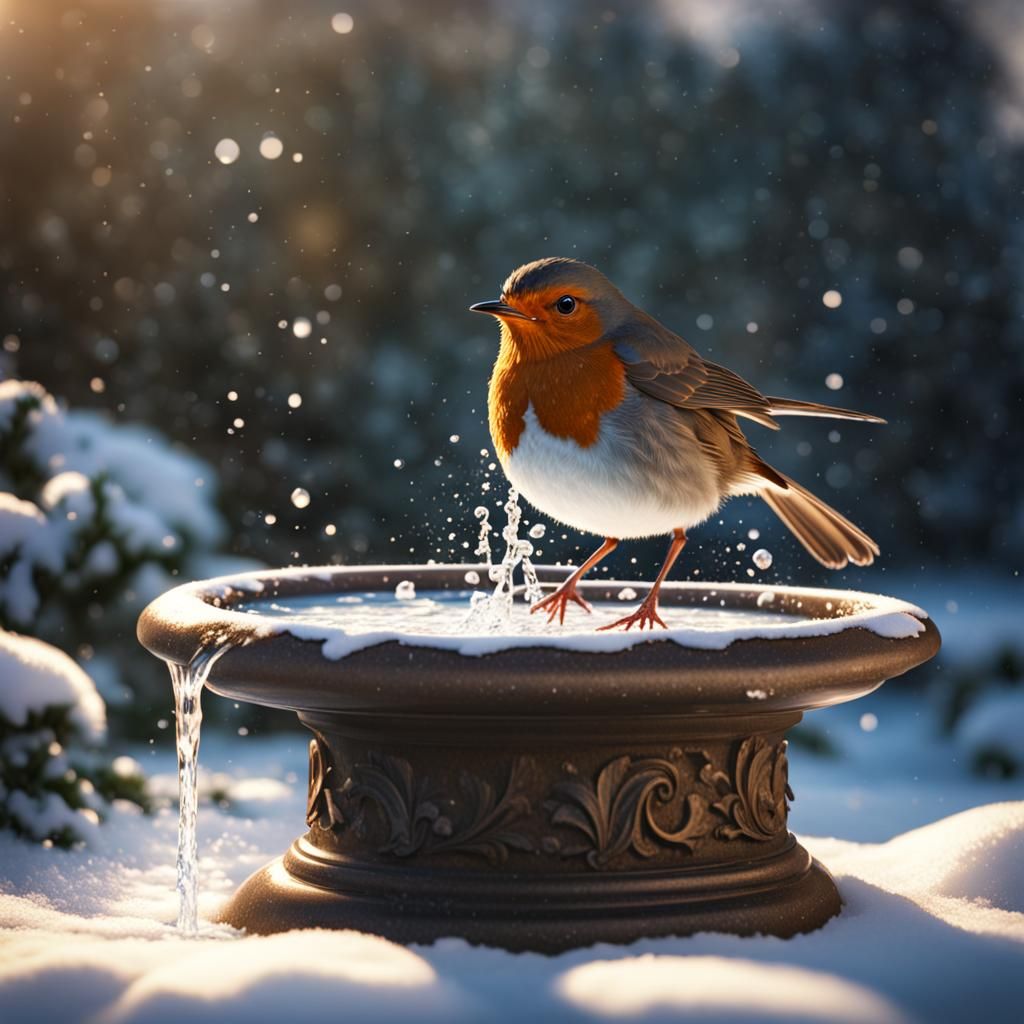Robin taking a bath - AI Generated Artwork - NightCafe Creator