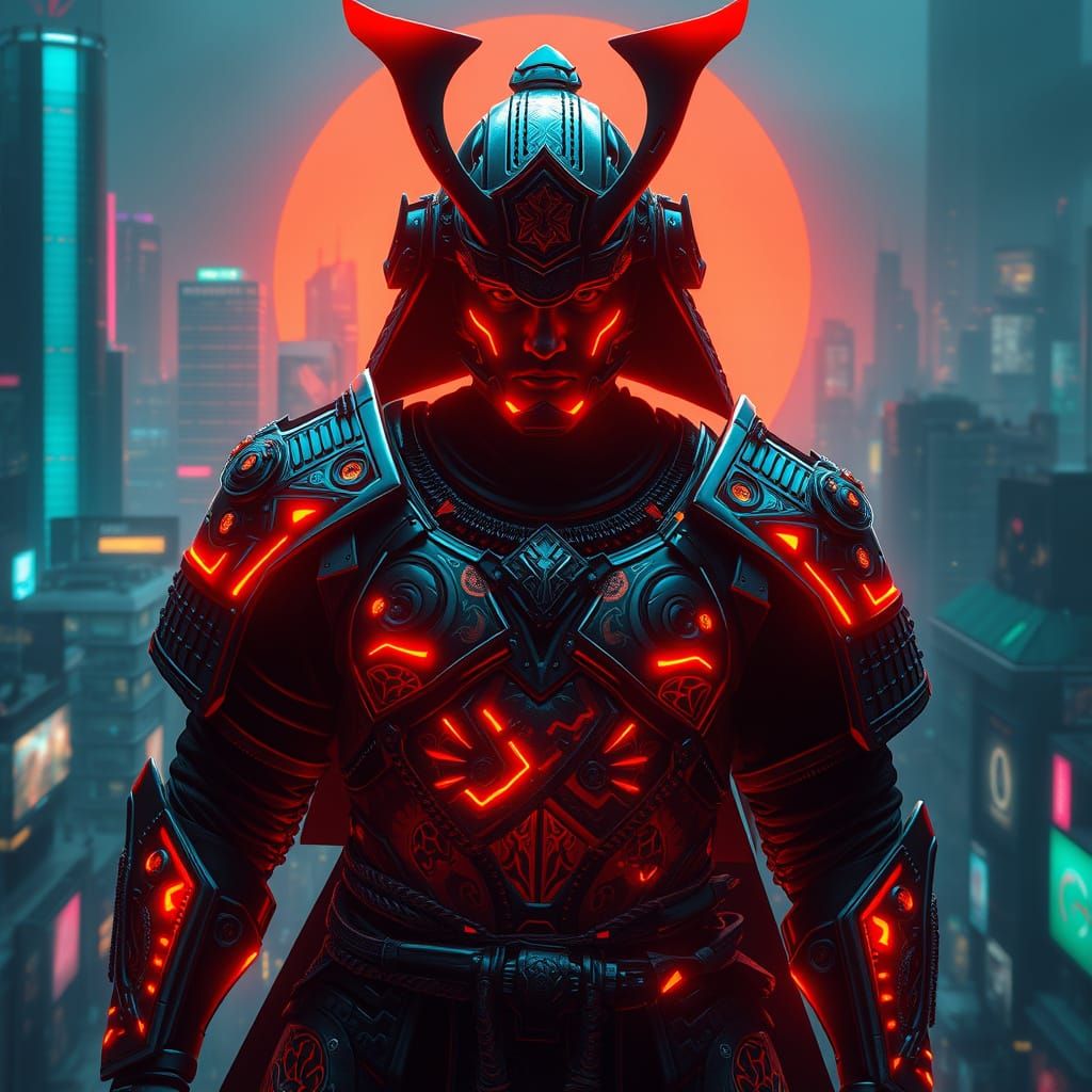 a neo-samurai cyberpunk warrior - Neo-Samurai Cyberpunk Warr...