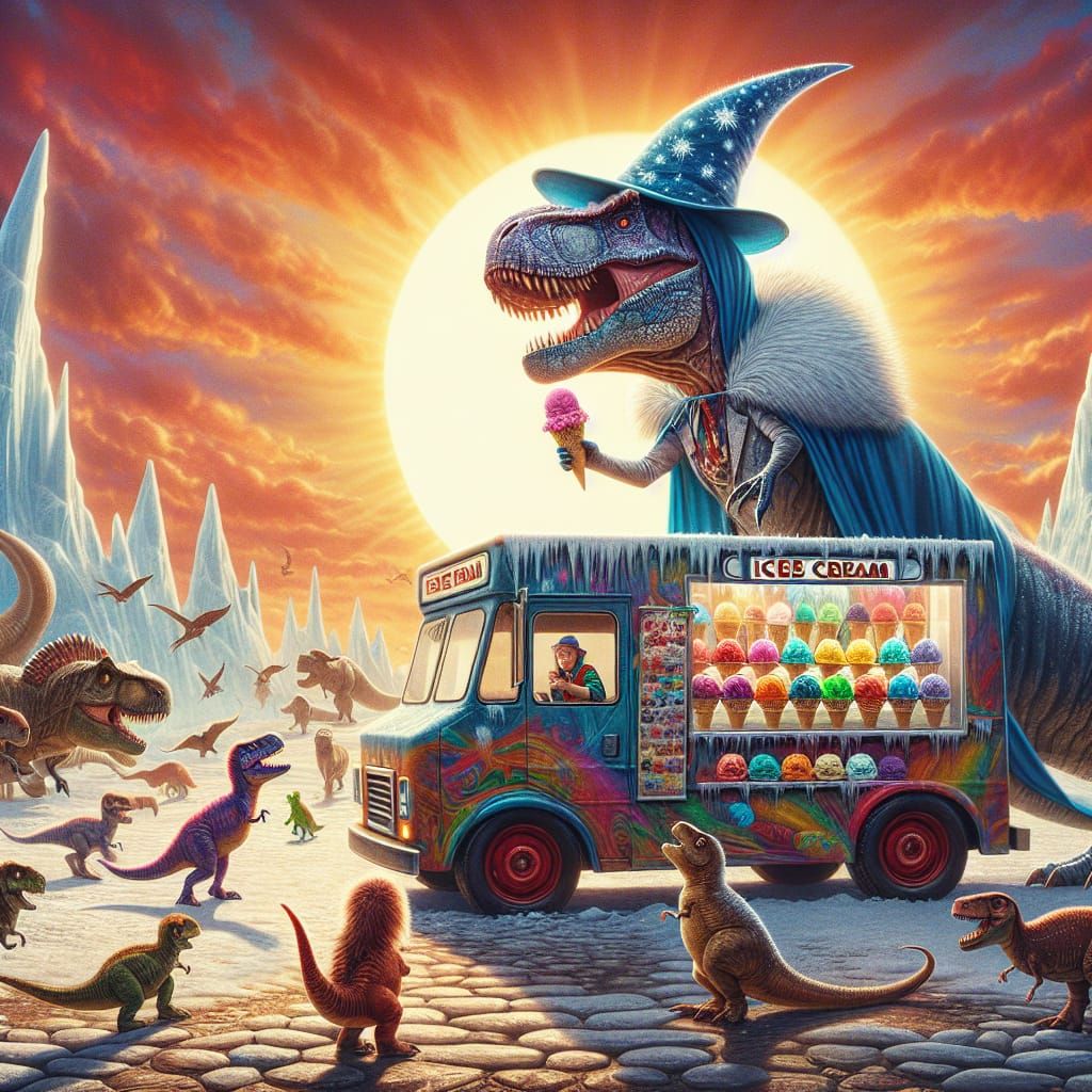 Wizard Rex and the magic of icecream? 😅🤭🍦🦖 - AI Generated Artwork ...