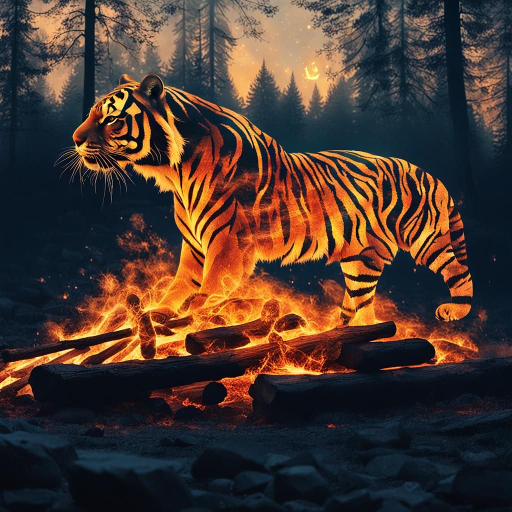 The fire tiger #2 - AI Generated Artwork - NightCafe Creator