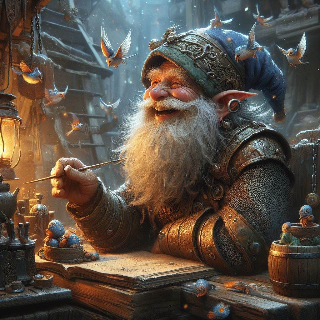 Happy gnome at work - AI Generated Artwork - NightCafe Creator