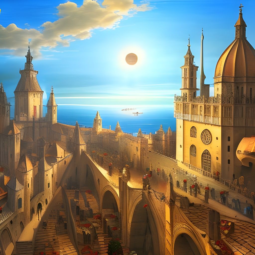 beautiful medieval spanish city, sunny weather,breathtaking view ...