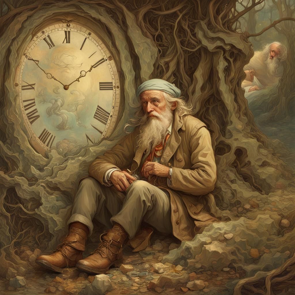 Rip van Winkle vs. Time (knotty) - AI Generated Artwork - NightCafe Creator
