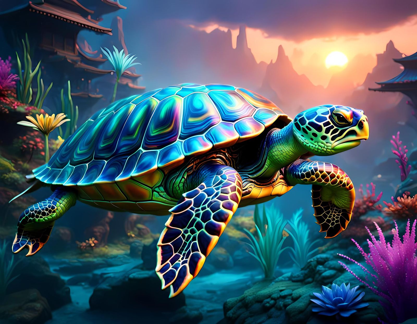 This turtle hates mondays - AI Generated Artwork - NightCafe Creator
