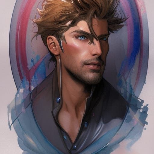 water color style drawing of Handsome male magician - AI Generated ...