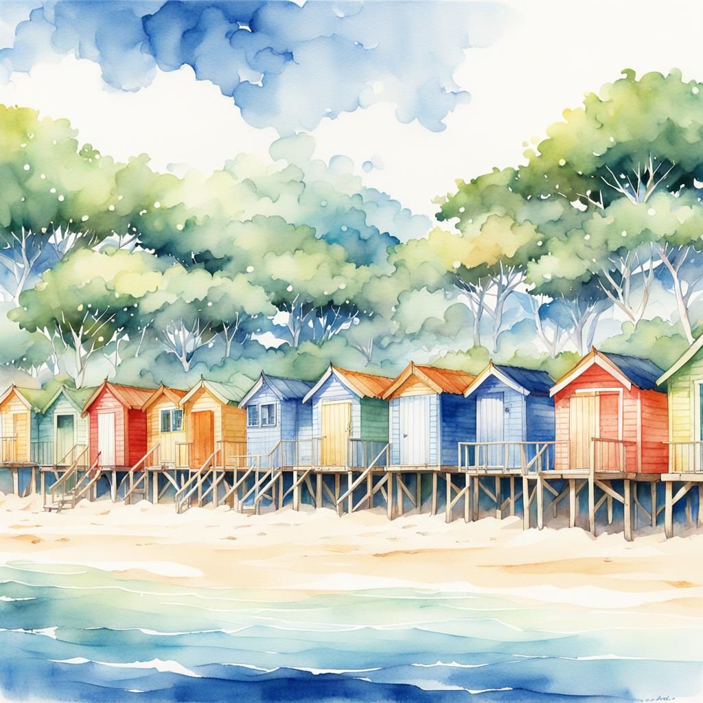 BEACH HUTS #4 - AI Generated Artwork - NightCafe Creator