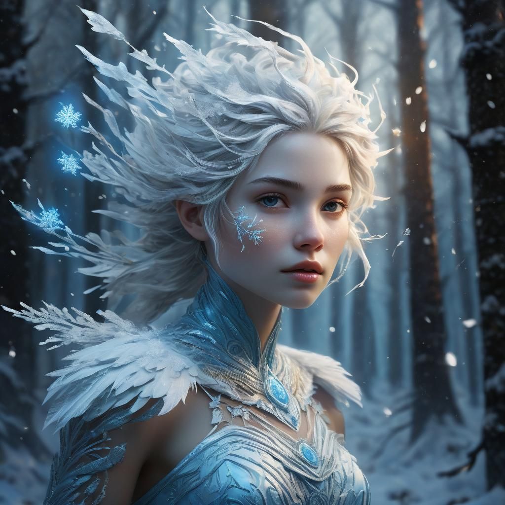 Winter in the fae forest - Whimsical Winter Sprite in Enchan...