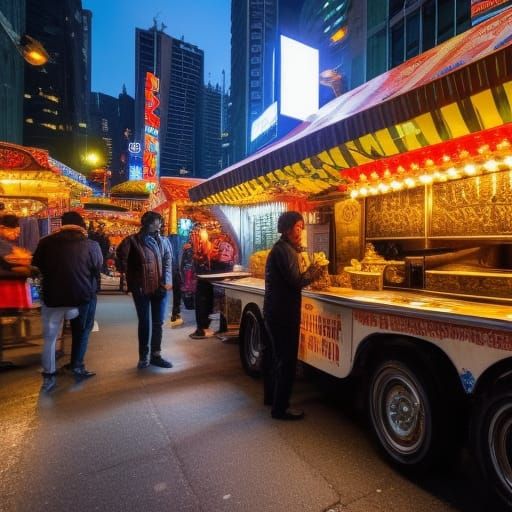 Street Food At Night - AI Generated Artwork - NightCafe Creator