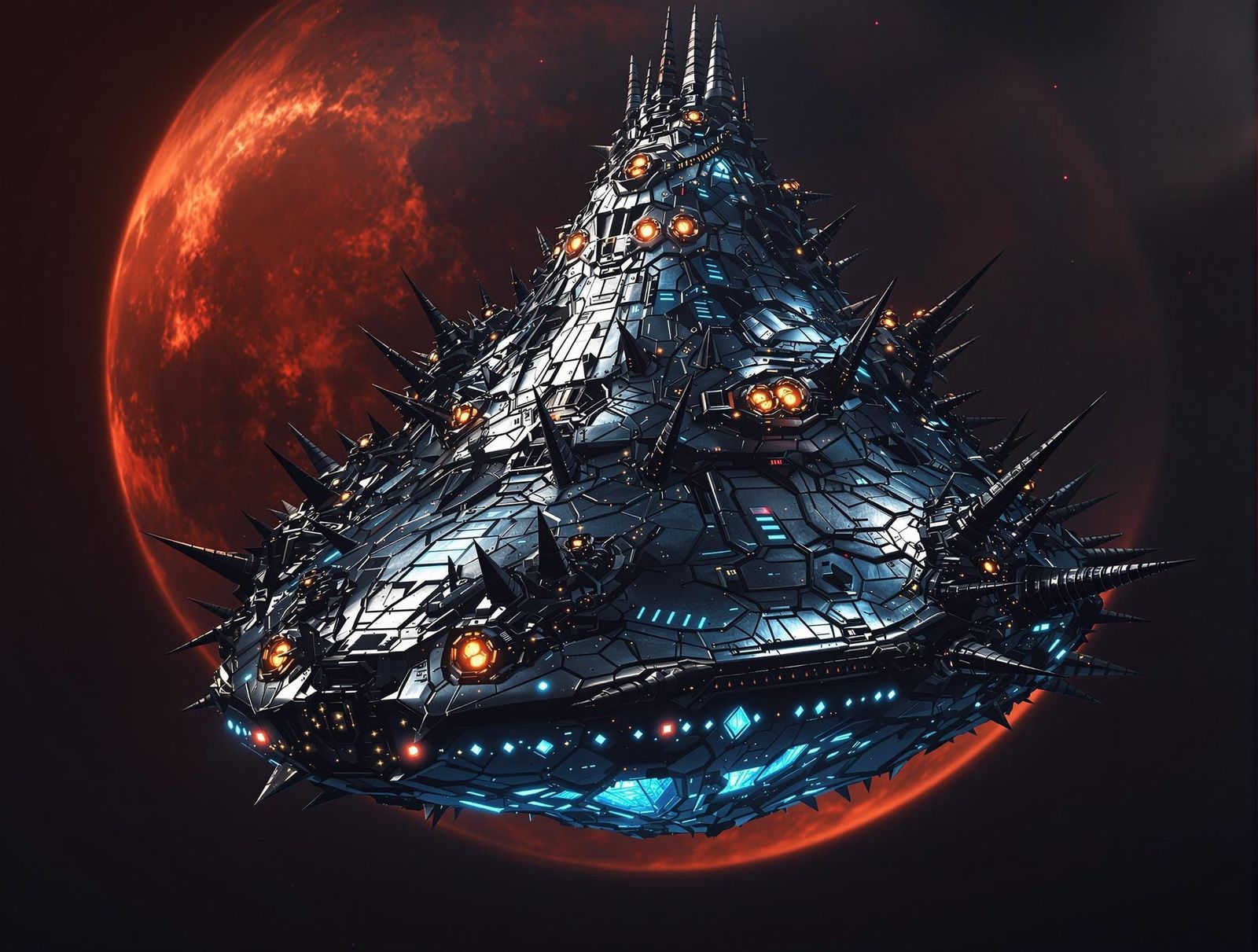 Photorealistic picture of the ultimate alien spaceship. A colossal ...