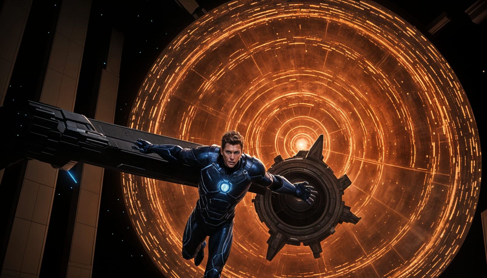 Cosmic Visionary Before a Portal to Infinity - AI Art