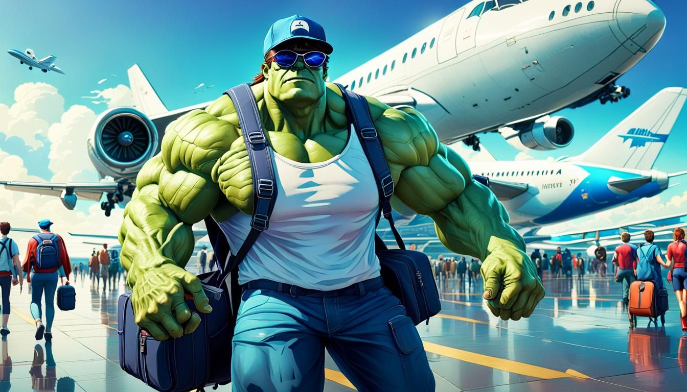 Hulk on Vacation 2 - AI Generated Artwork - NightCafe Creator
