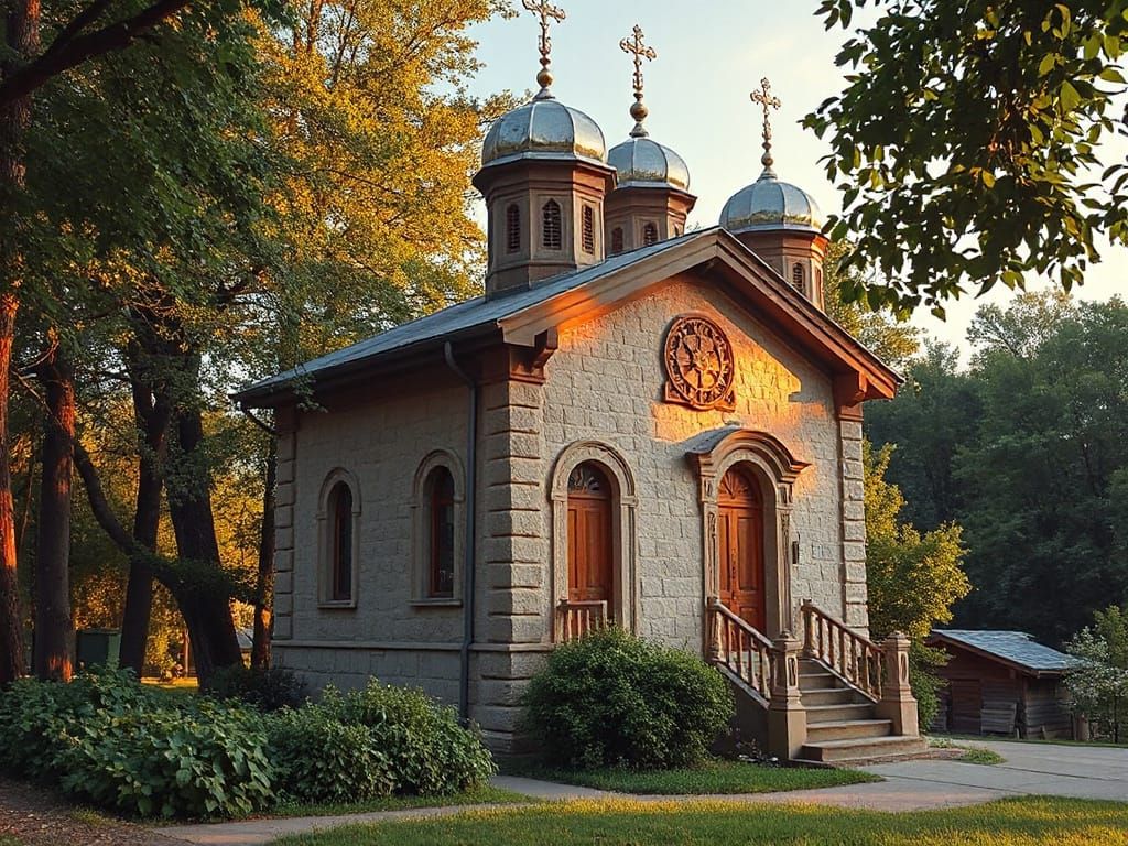 Traditional Orthodox Church in Serene Nature - AI Art