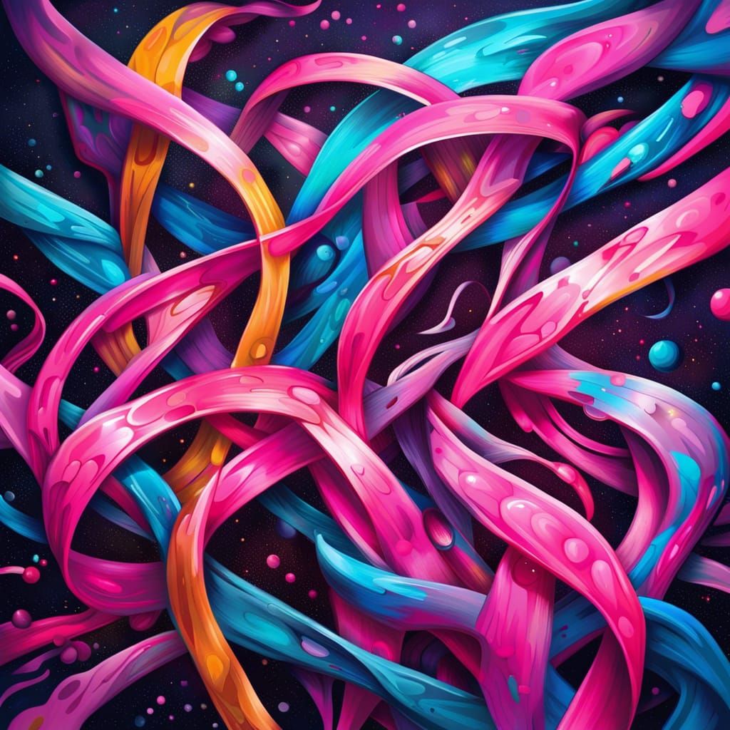 Intertwined pink ribbons by night sky 8k beautiful colors fine details ...