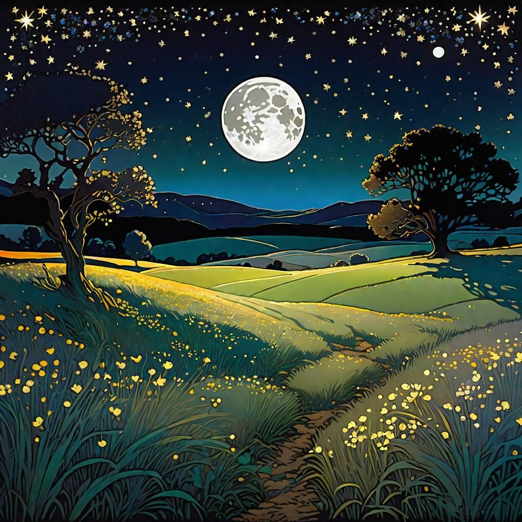 Countryside at Night - AI Generated Artwork - NightCafe Creator