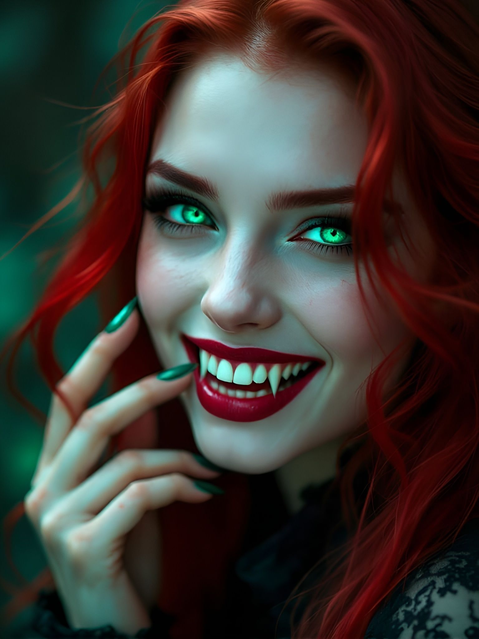 Emerald-Eyed Temptation - Ethereal Vampire Siren