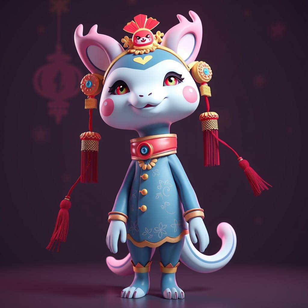 Whimsical Lumar New Year Mascot in 3D Anime Style - AI Art