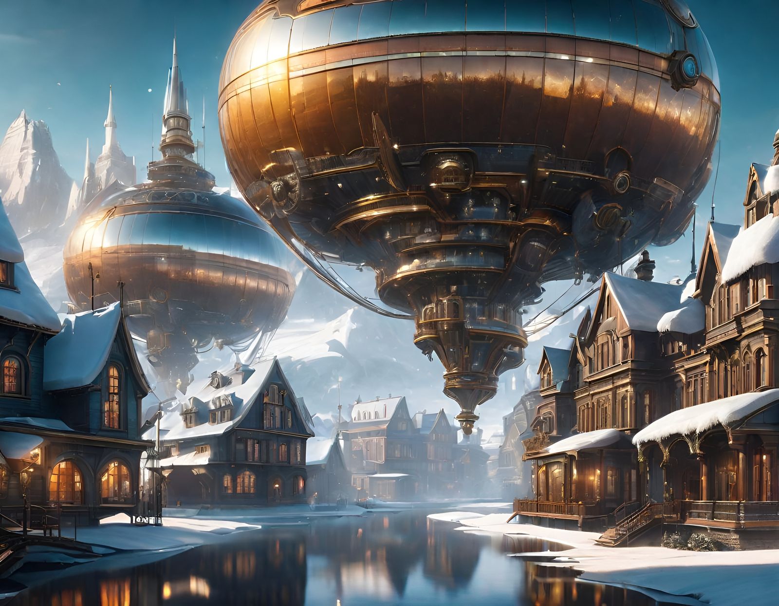 Steampunk Winter Wonderland - AI Generated Artwork - NightCafe Creator