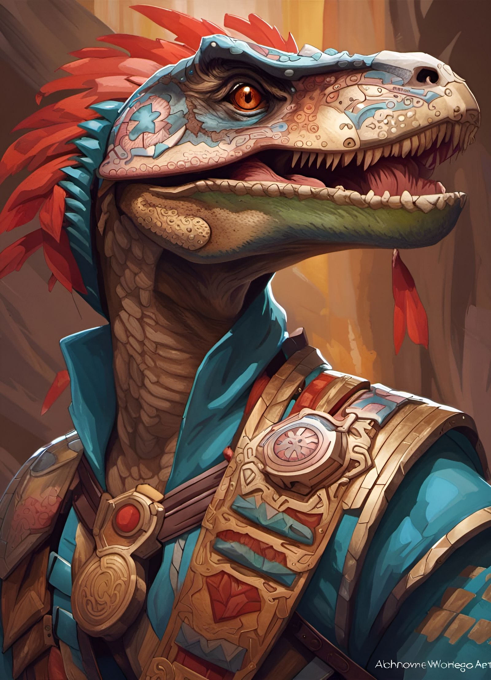 Aztec Warrior Dino - AI Generated Artwork - NightCafe Creator