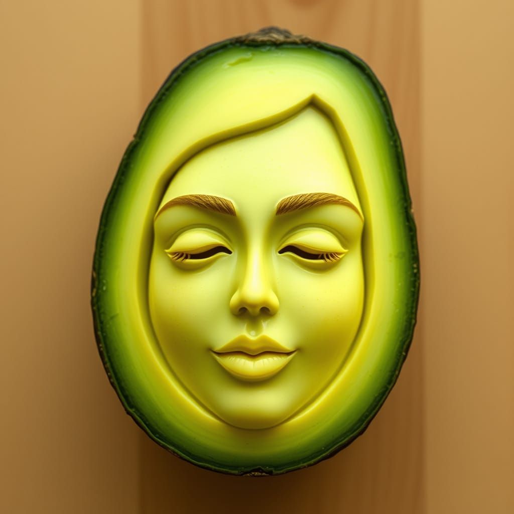 Avocado Lady - Surreal Avocado Portrait in Whimsical Style