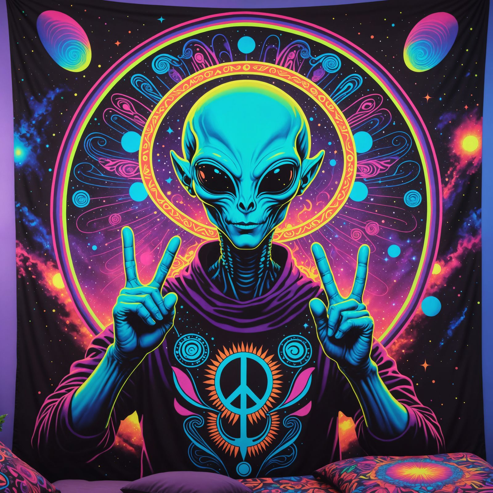 Peace Alien: CU - AI Generated Artwork - NightCafe Creator