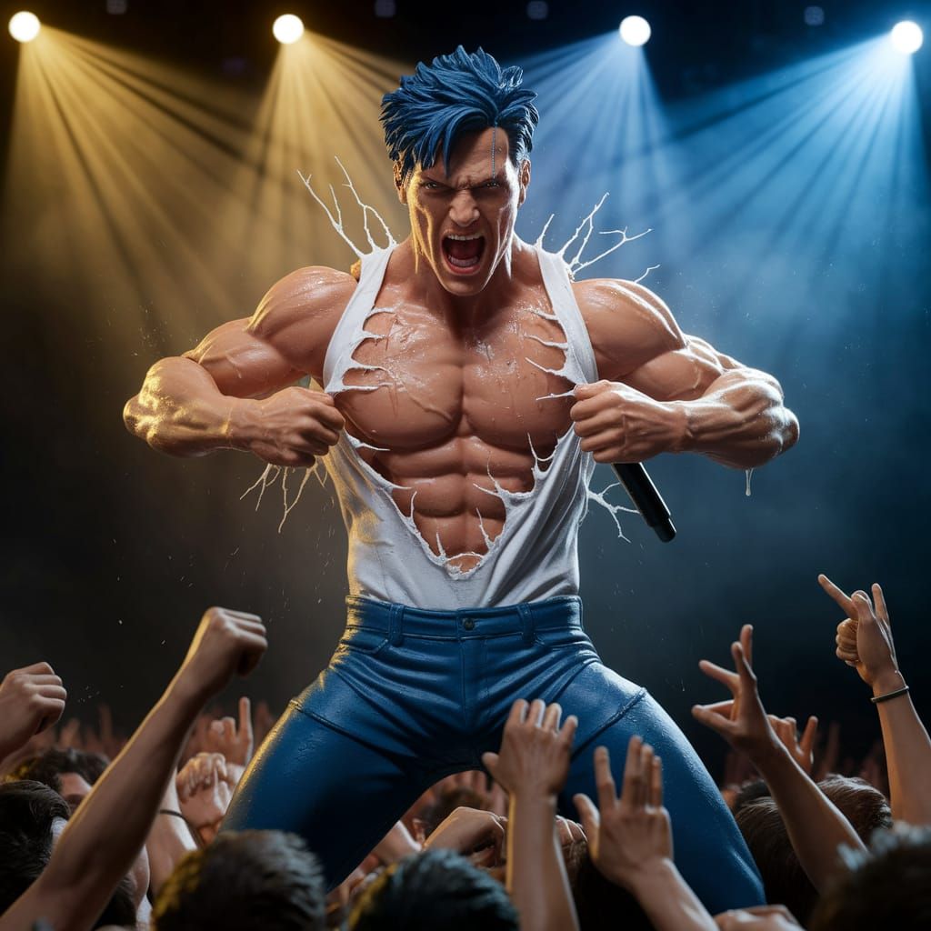 1:6 action figure style hyperrealistic digital rendering of a muscular ...