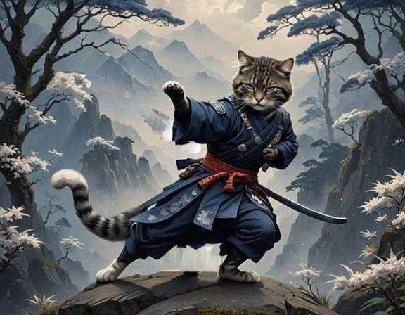 A wild cat roamed, untamed, unclean, a transformation into a ninja cat ...