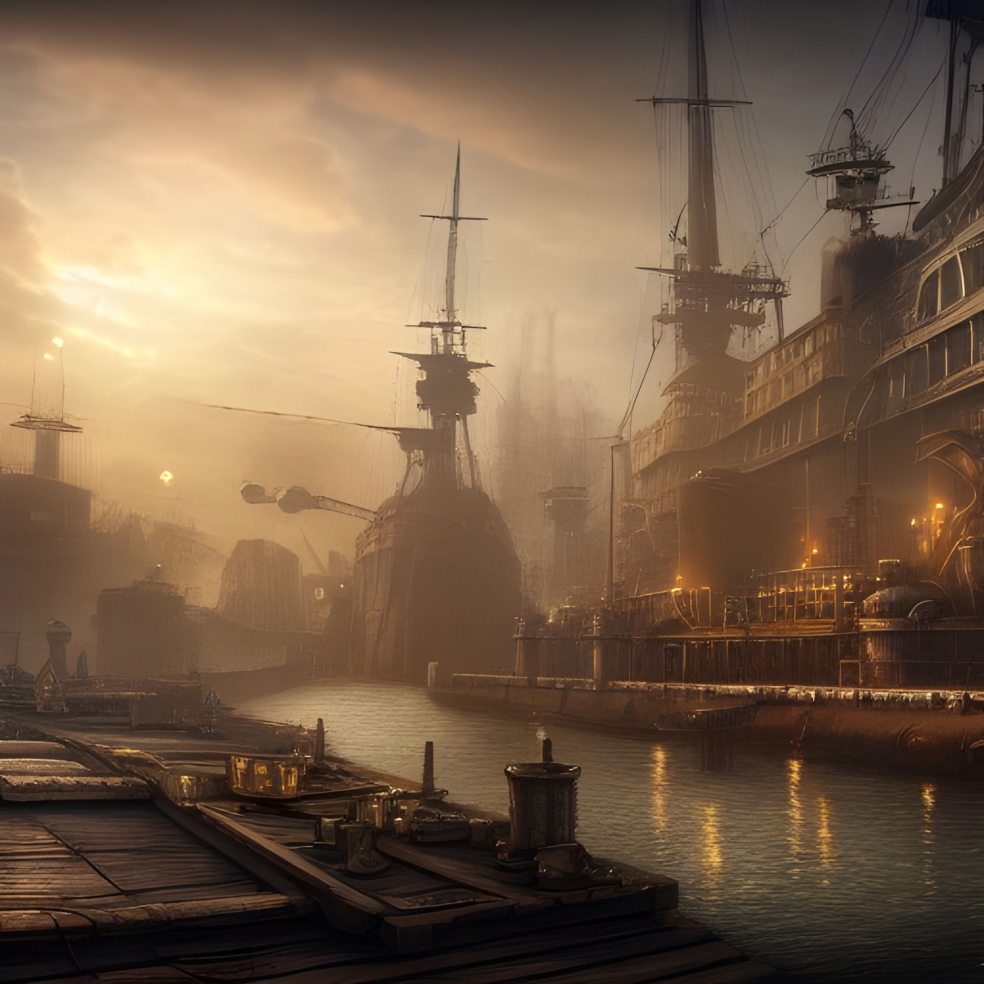 Steampunk Dockyards XXIX : r/nightcafe