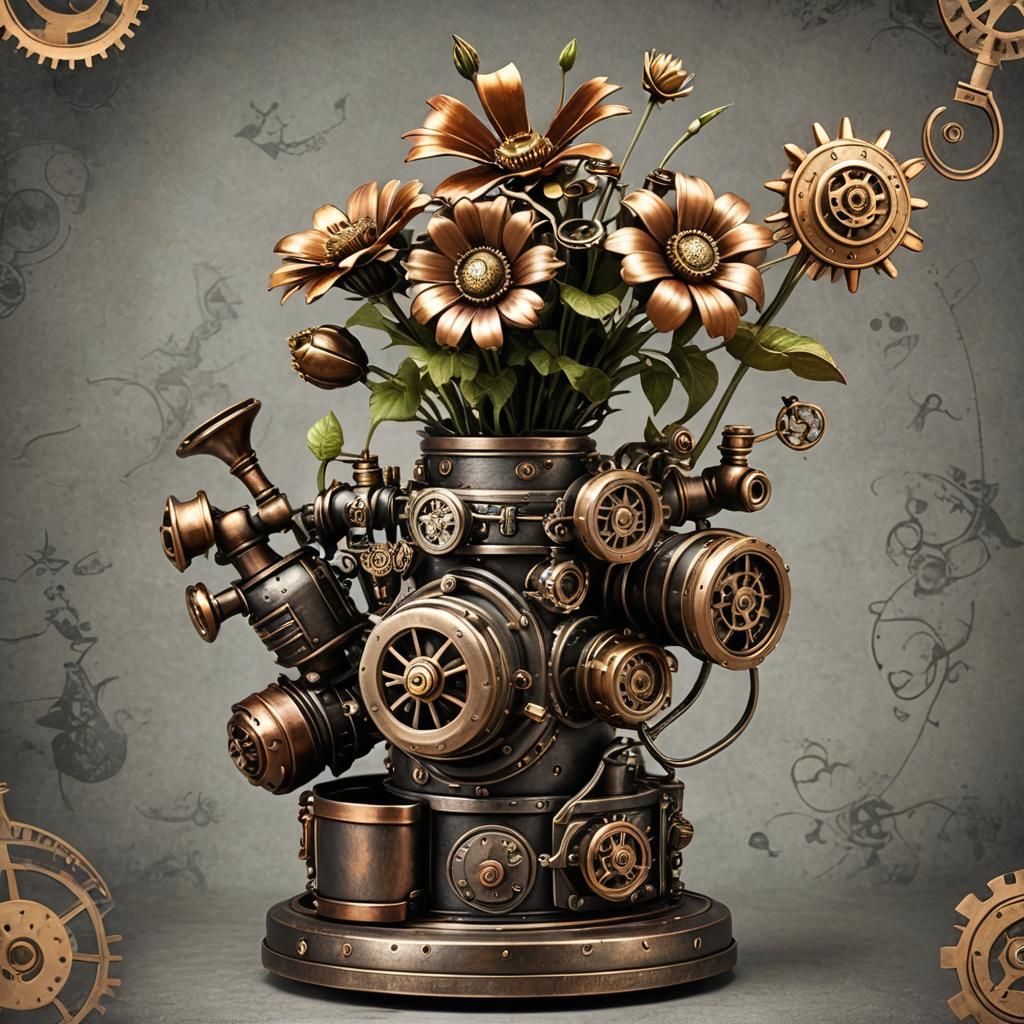 mechanical flowers - AI Generated Artwork - NightCafe Creator