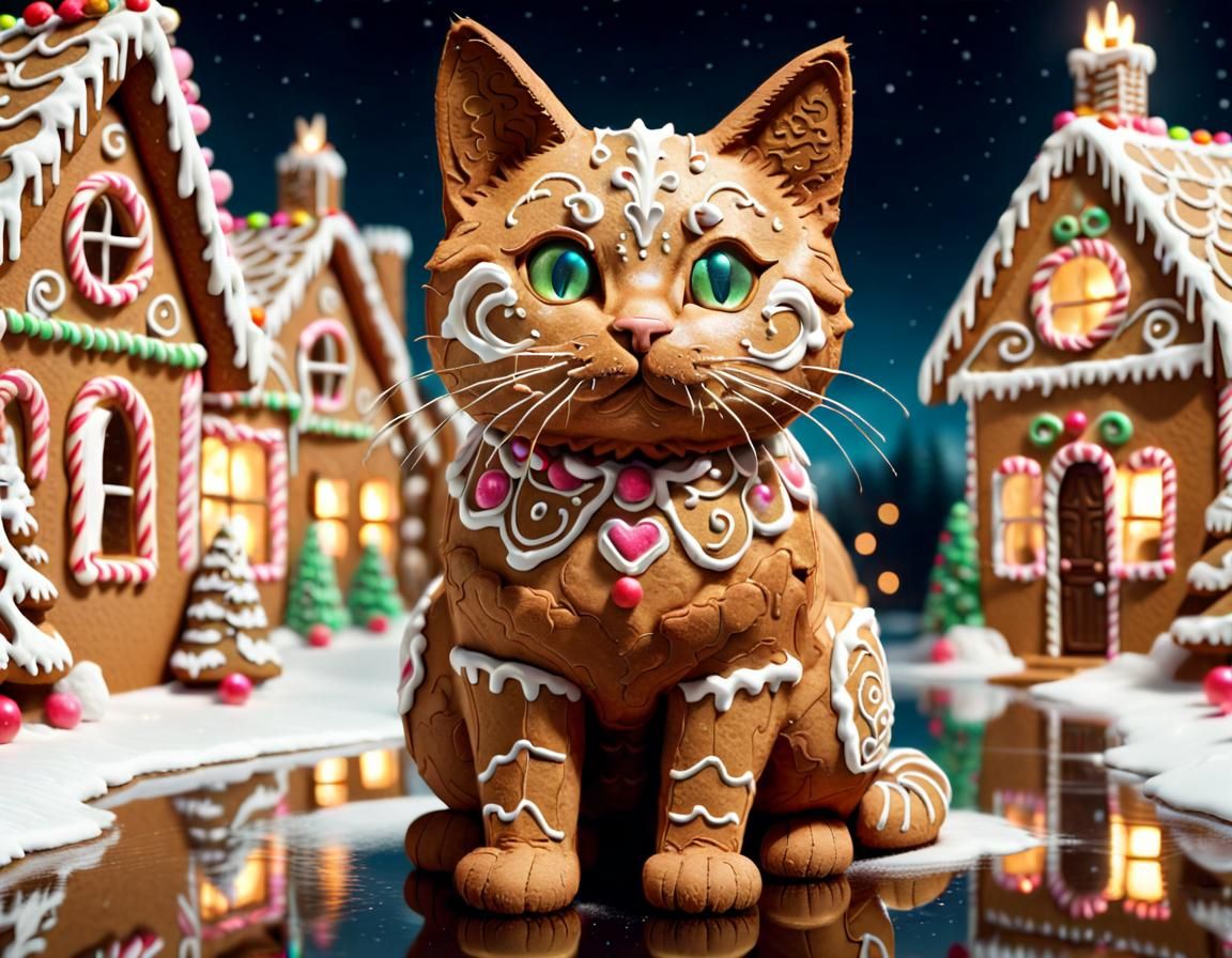 Gingerbread Cat - AI Generated Artwork - NightCafe Creator