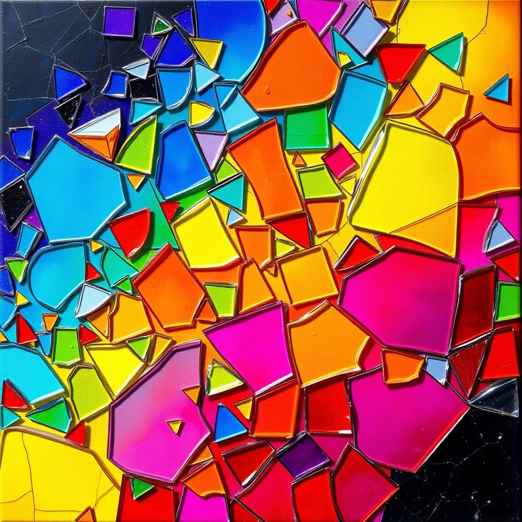 Vibrant Shattered Glass Pattern in Bold Geometric ... - AI Art