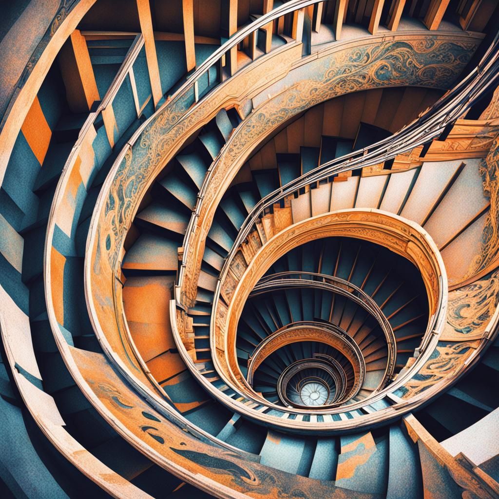 Continuous spiral staircase - AI Generated Artwork - NightCafe Creator