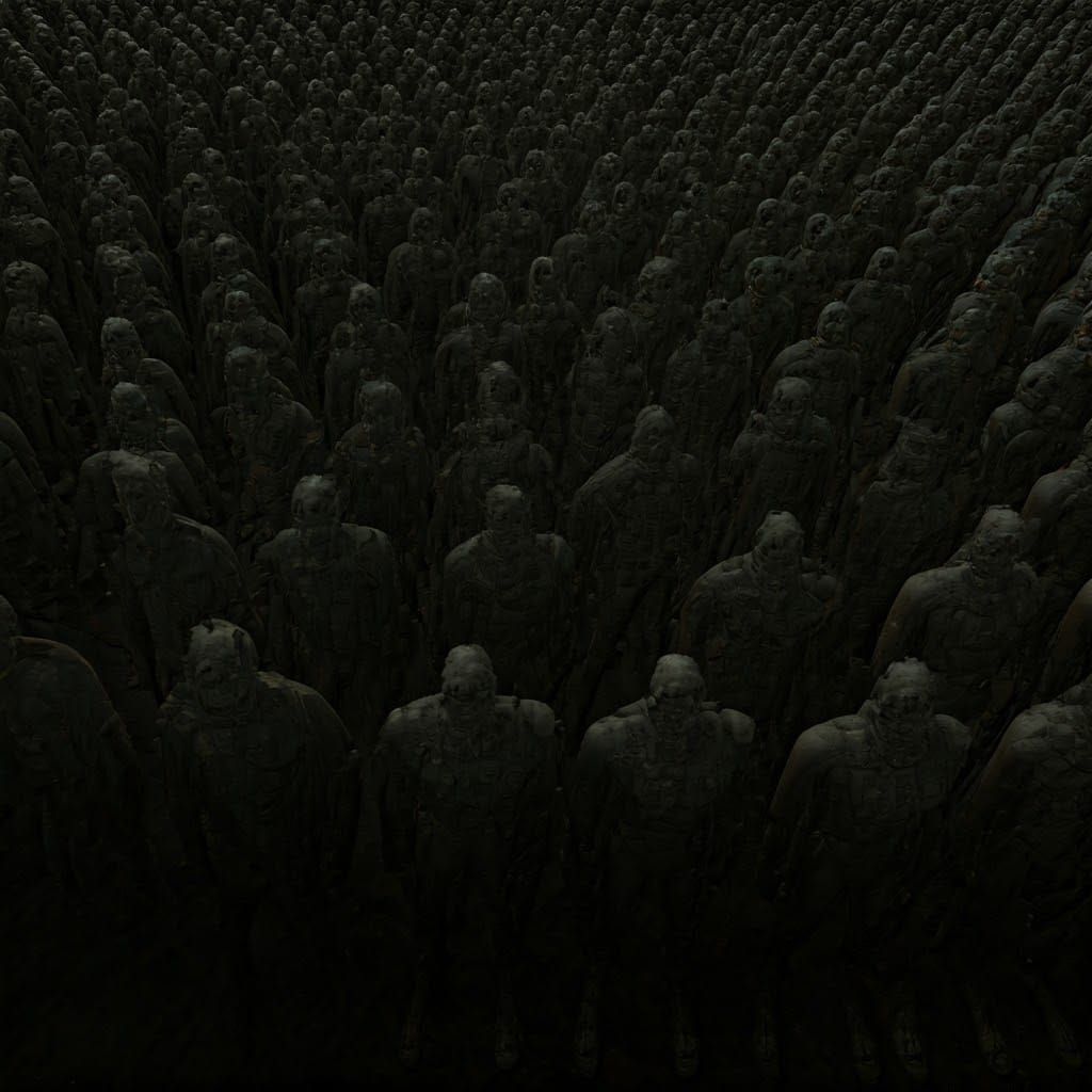 Terracotta NPC army - Grey Meme Army of Neutral Faces